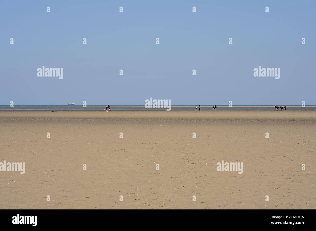 Beautiful bright view of Sandymount Beach, Dublin, Ireland. Walking ...