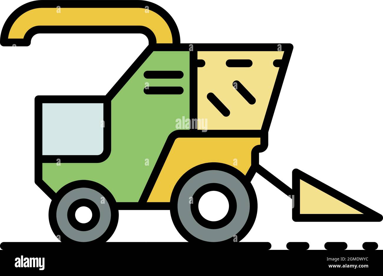 Combine harvester icon. Outline combine harvester vector icon color ...