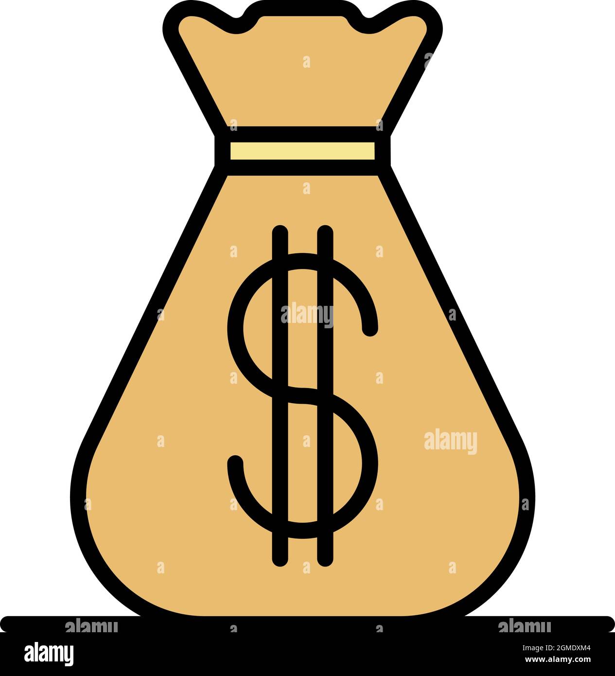 Money bag icon. Outline money bag vector icon color flat isolated Stock ...