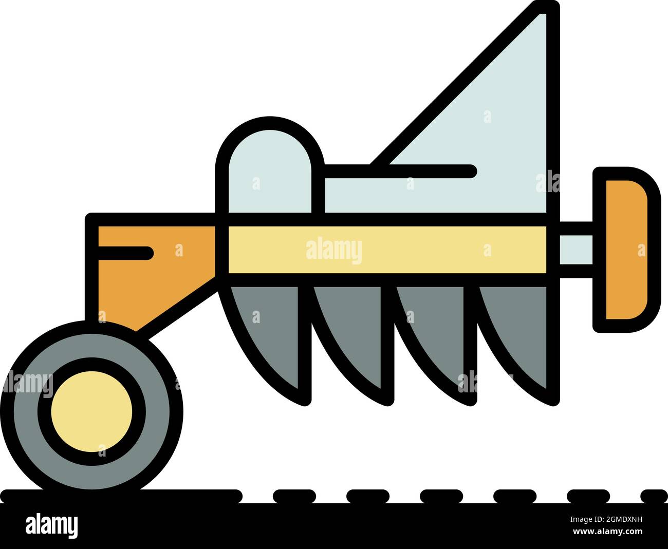 Tractor plough icon. Outline tractor plough vector icon color flat ...