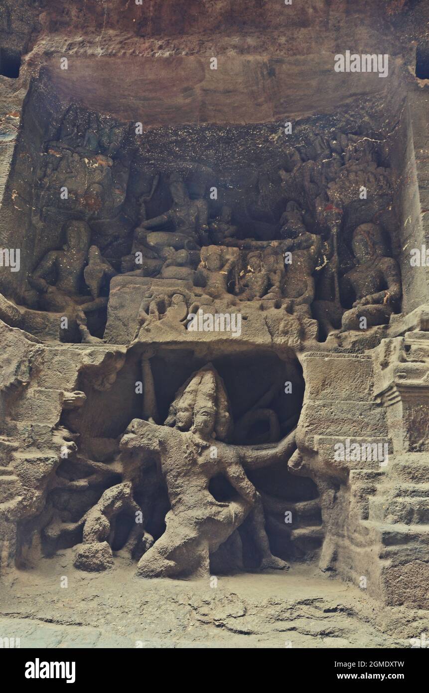 carving at ellora caves unesco world heritage site aurangabad ...