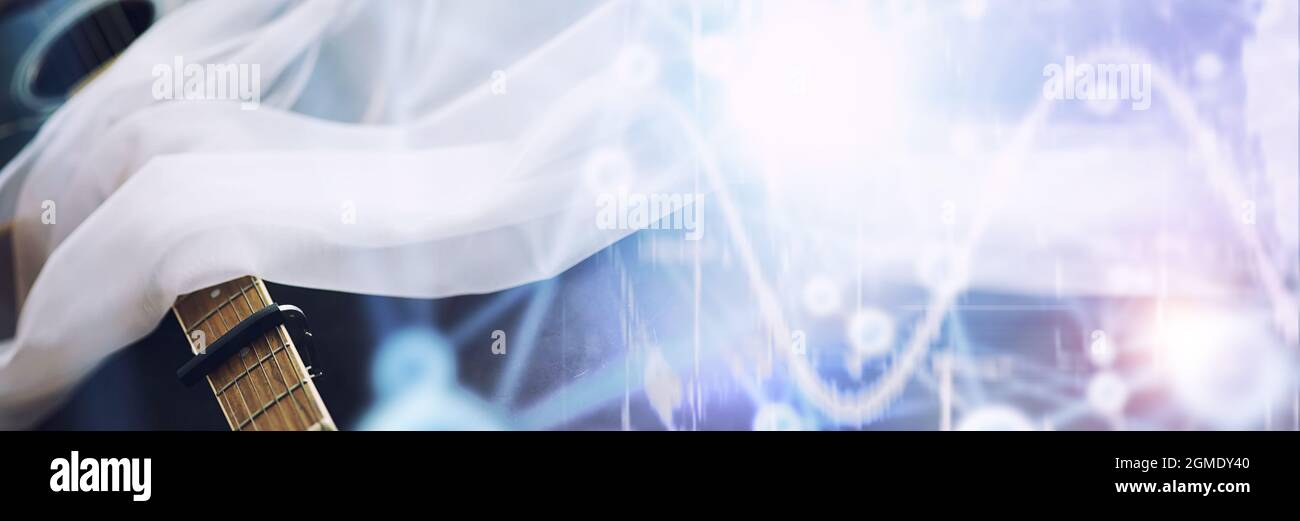 An acoustic guitar for artist playing a stringed musical instrument on ...