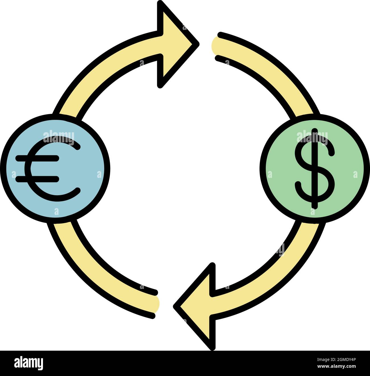 Money convert icon. Outline money convert vector icon color flat ...