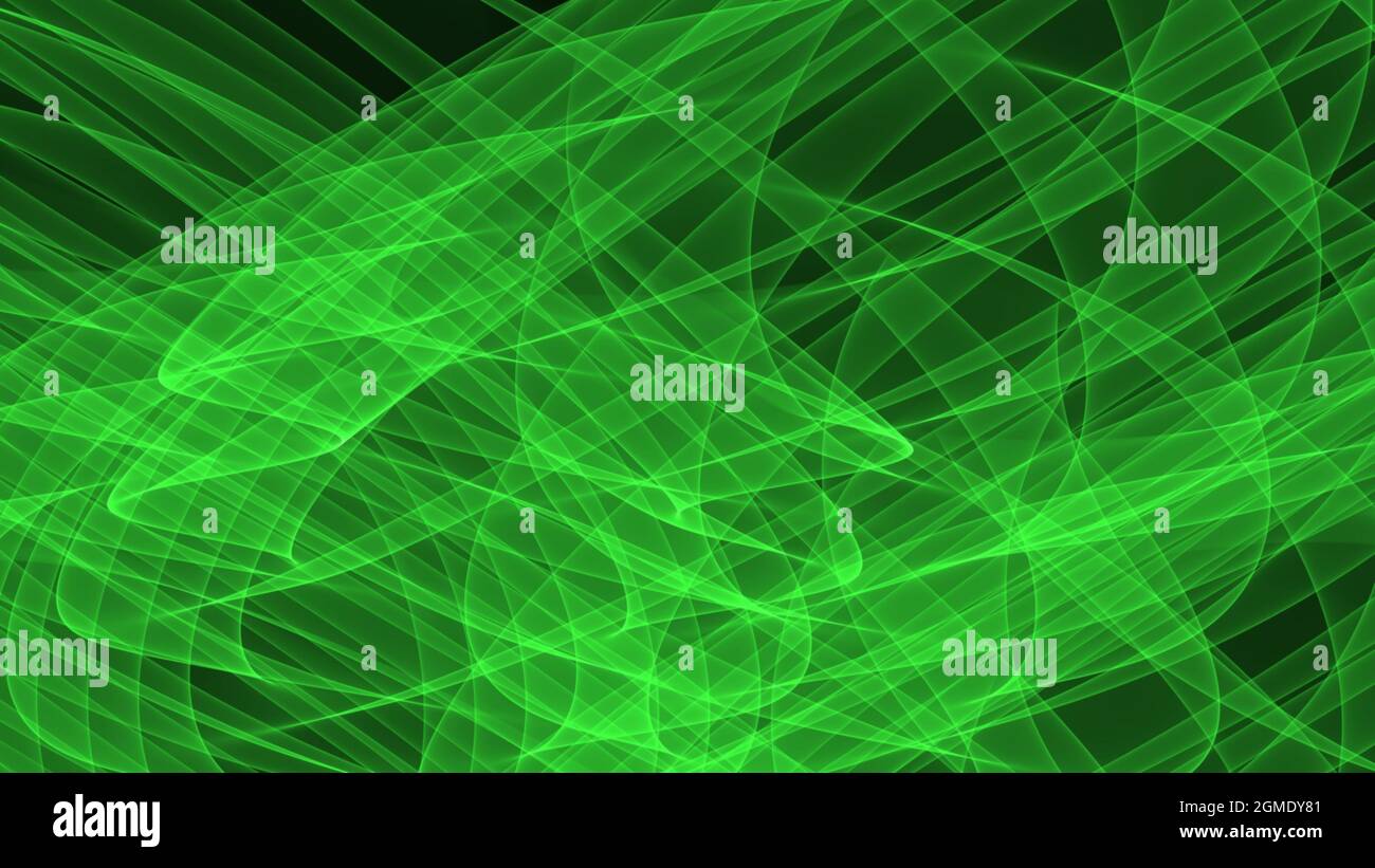 Abstract background 4k green light dark black waves and lines Stock ...