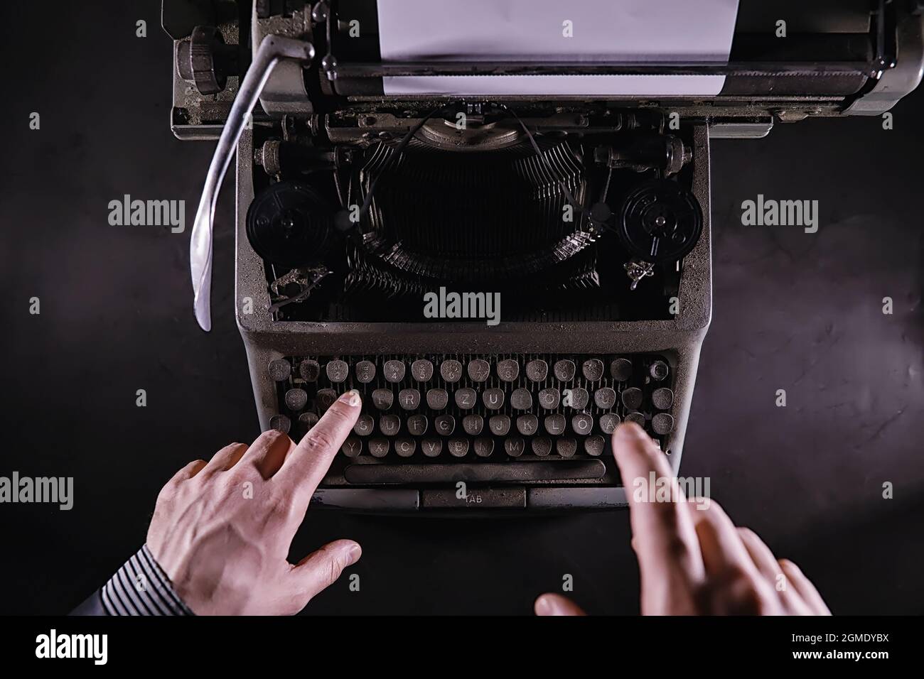 Vintage journalist tool. Typewriter retro. The writer is at work. Seal ...