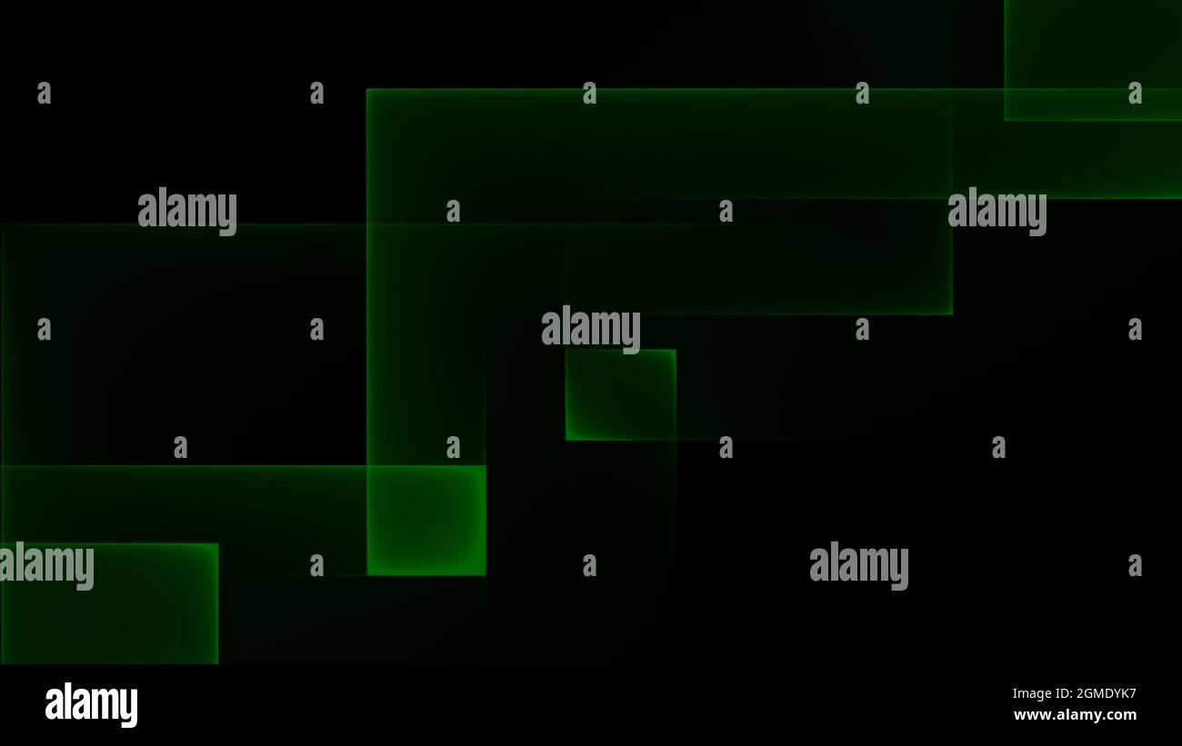 Abstract background 4k green light dark black cubes waves and lines ...