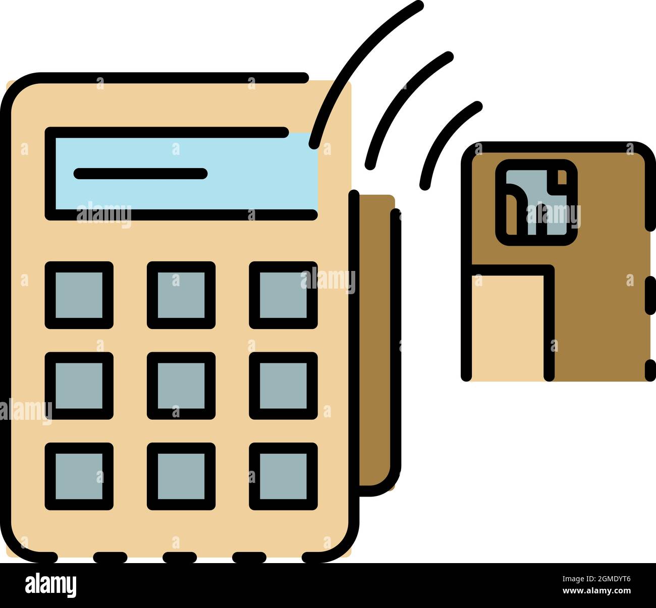 Nfc terminal card payment icon. Outline nfc terminal card payment vector icon color flat ...