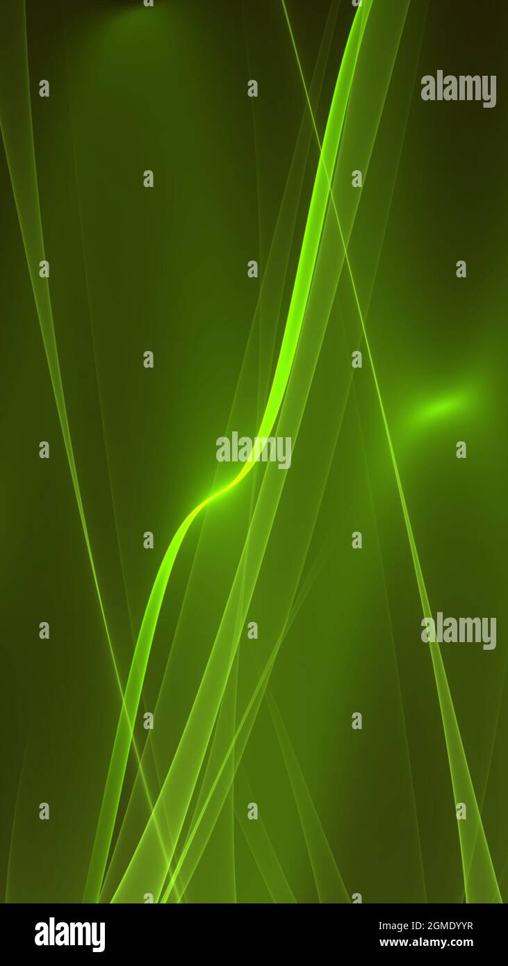 Abstract background 4k green light dark black neon waves and lines ...