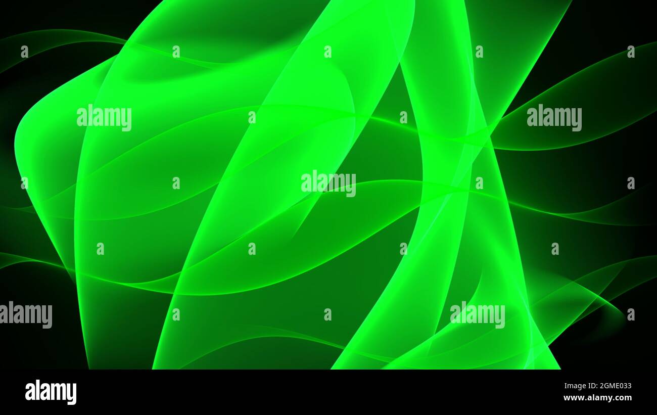 Abstract background 4k green light dark black waves and lines Stock ...