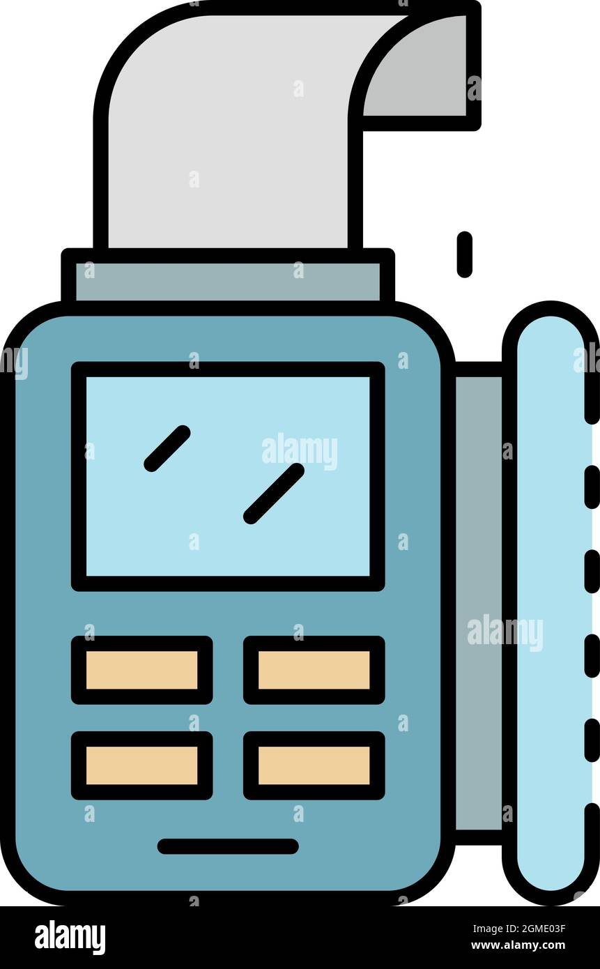 Bill paper pos terminal icon. Outline bill paper pos terminal vector ...