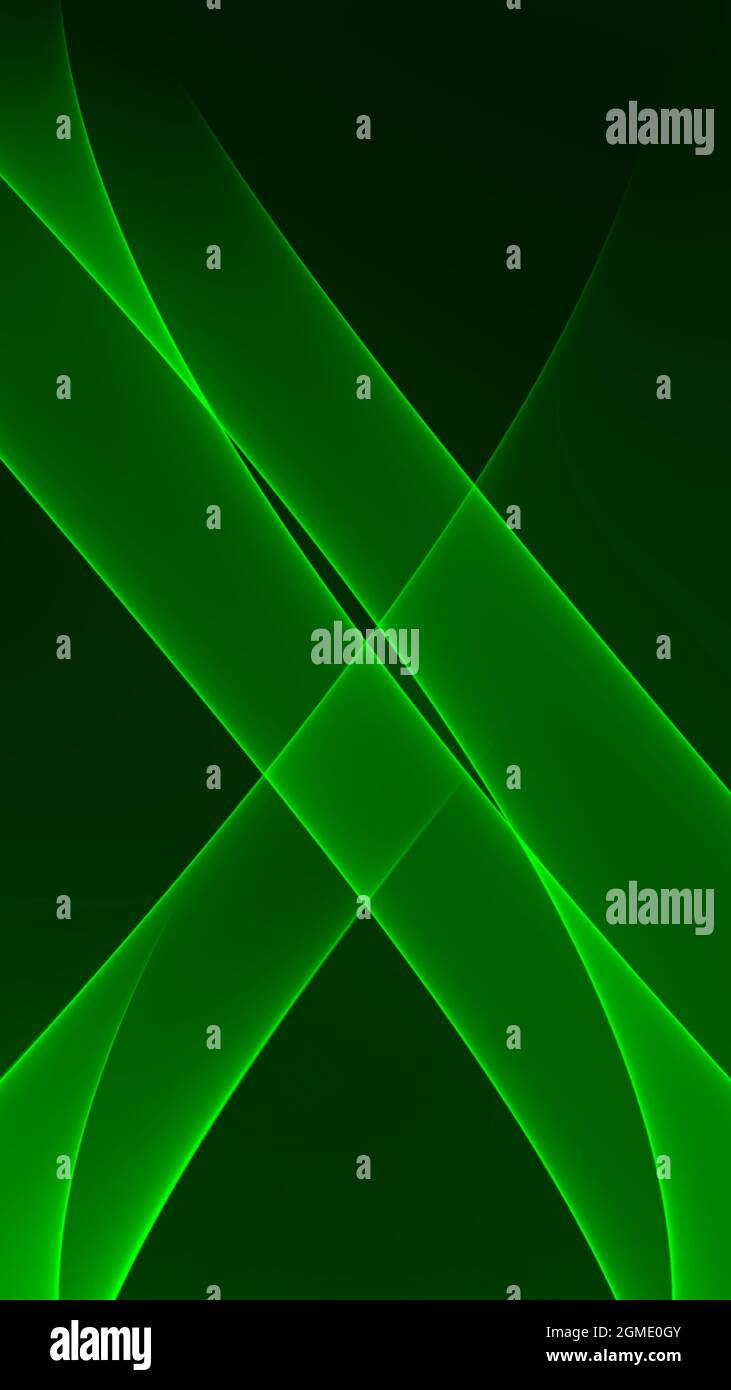 Abstract background 4k green light dark black neon waves and lines ...