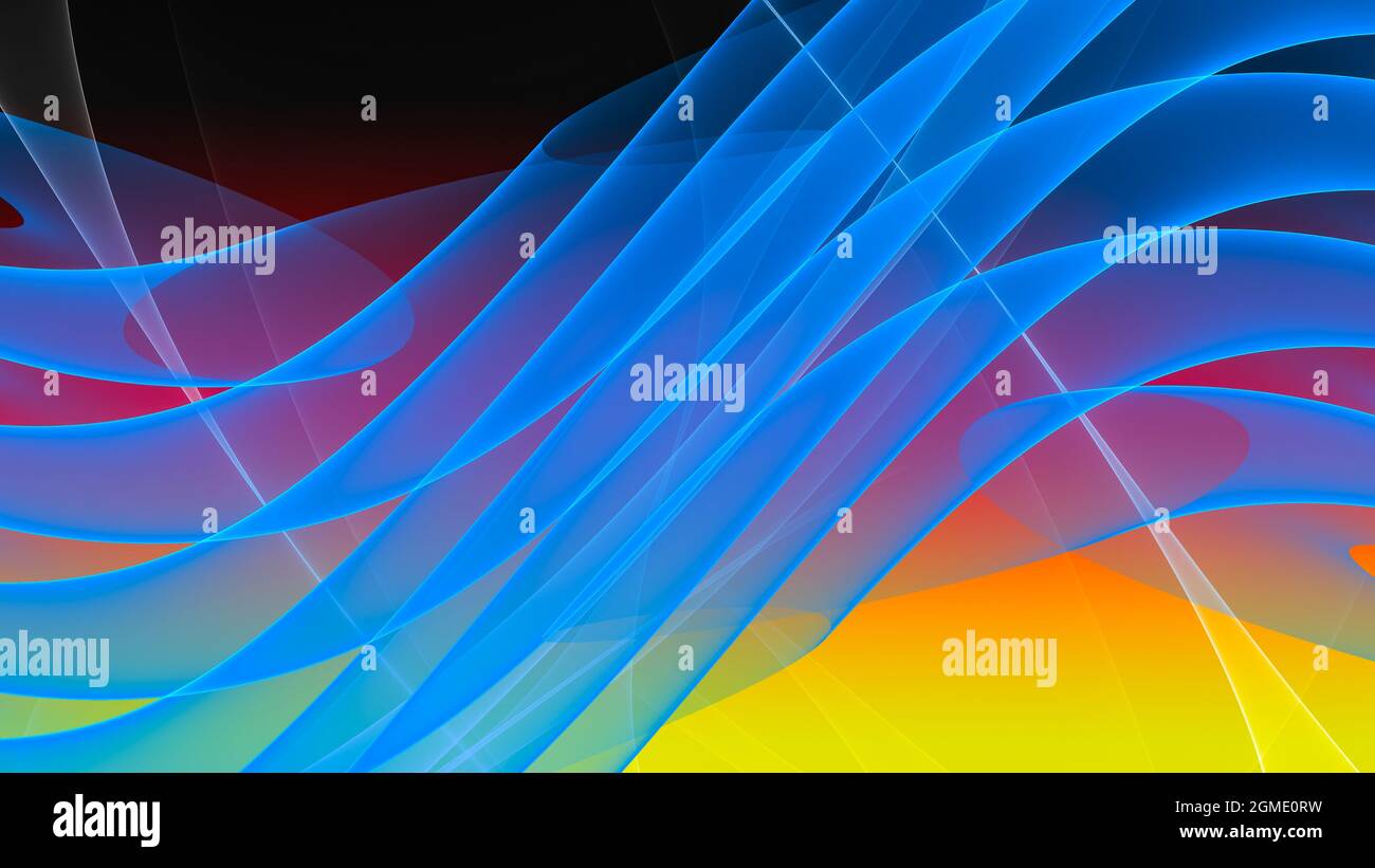 Abstract background 4k blue black red gold light dark black neon waves ...