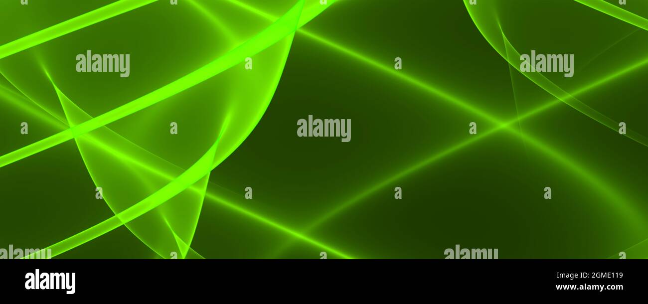Abstract background 4k green light dark black neon waves and lines ...
