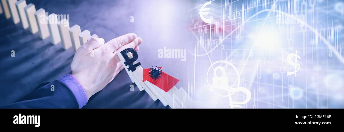 Business concept. The depreciation of the national currency of Russia ...