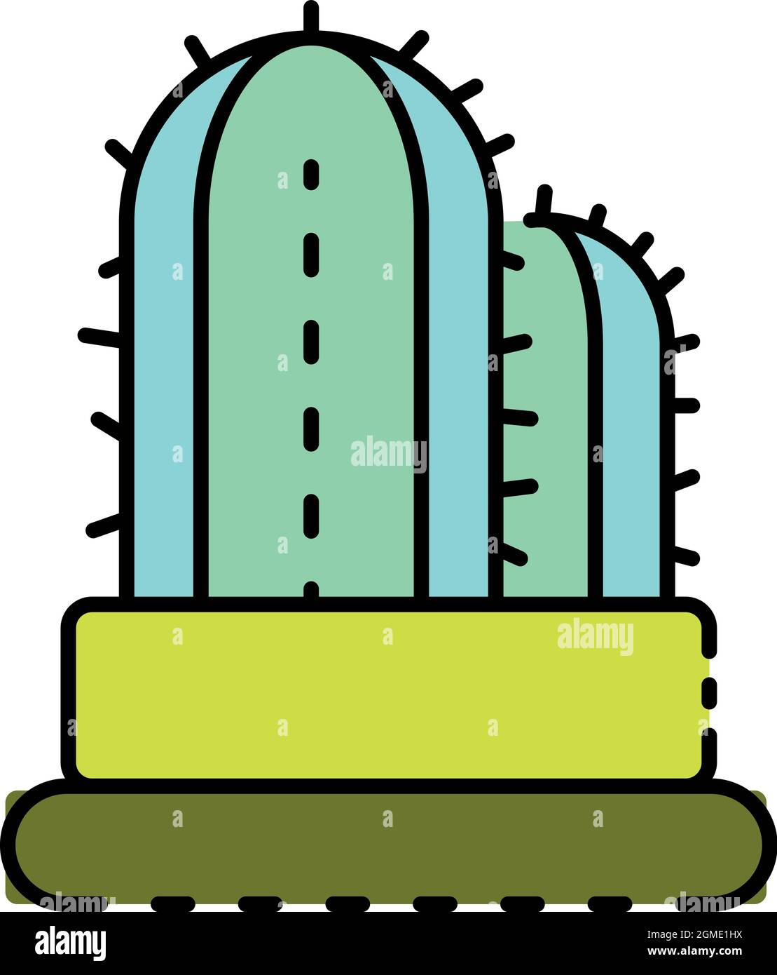 Garden cactus pot icon. Outline garden cactus pot vector icon color ...