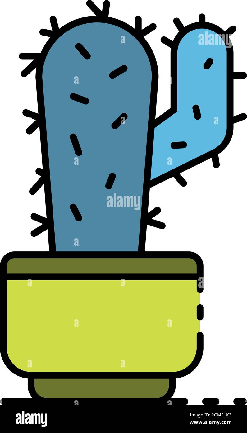 Cactus plant icon. Outline cactus plant vector icon color flat isolated ...