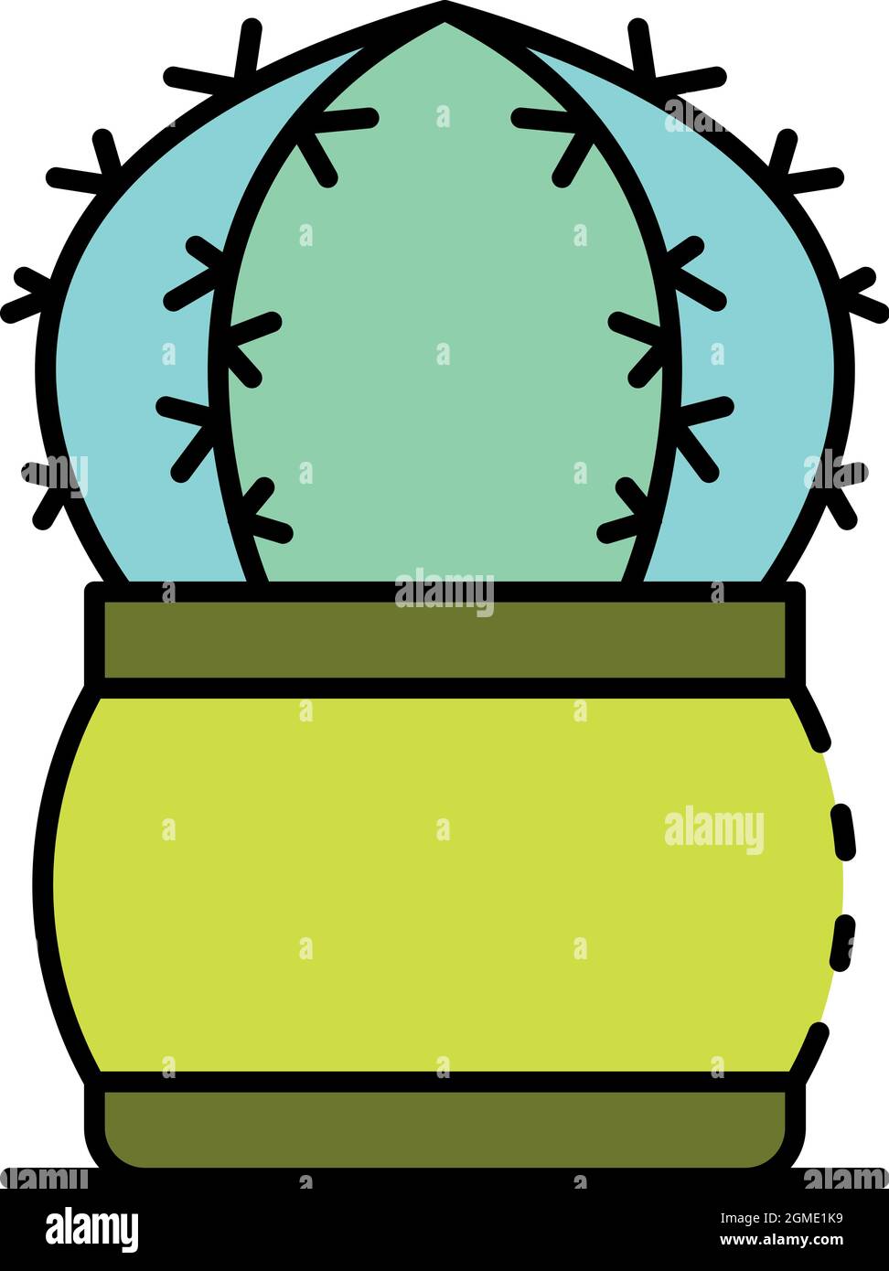 Spike cactus icon. Outline spike cactus vector icon color flat isolated ...