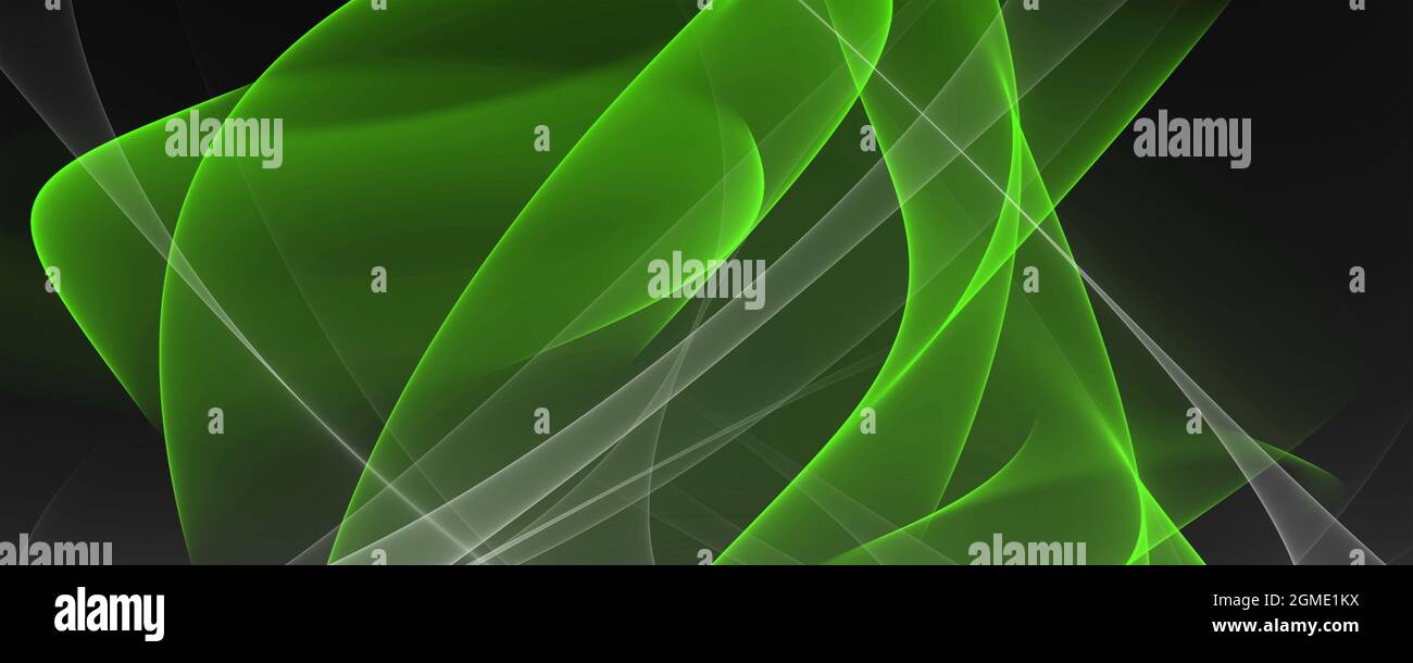 Abstract background 4k green light dark black neon smoke waves and ...