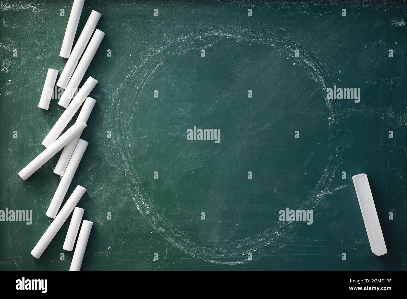 Chalkboard. Crayons for writing on blackboard. Learning concept. School ...