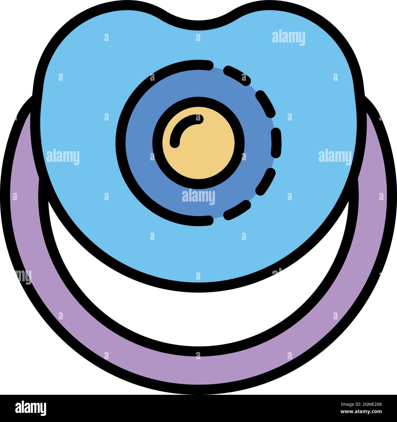 Rubber pacifier icon. Outline rubber pacifier vector icon color flat ...