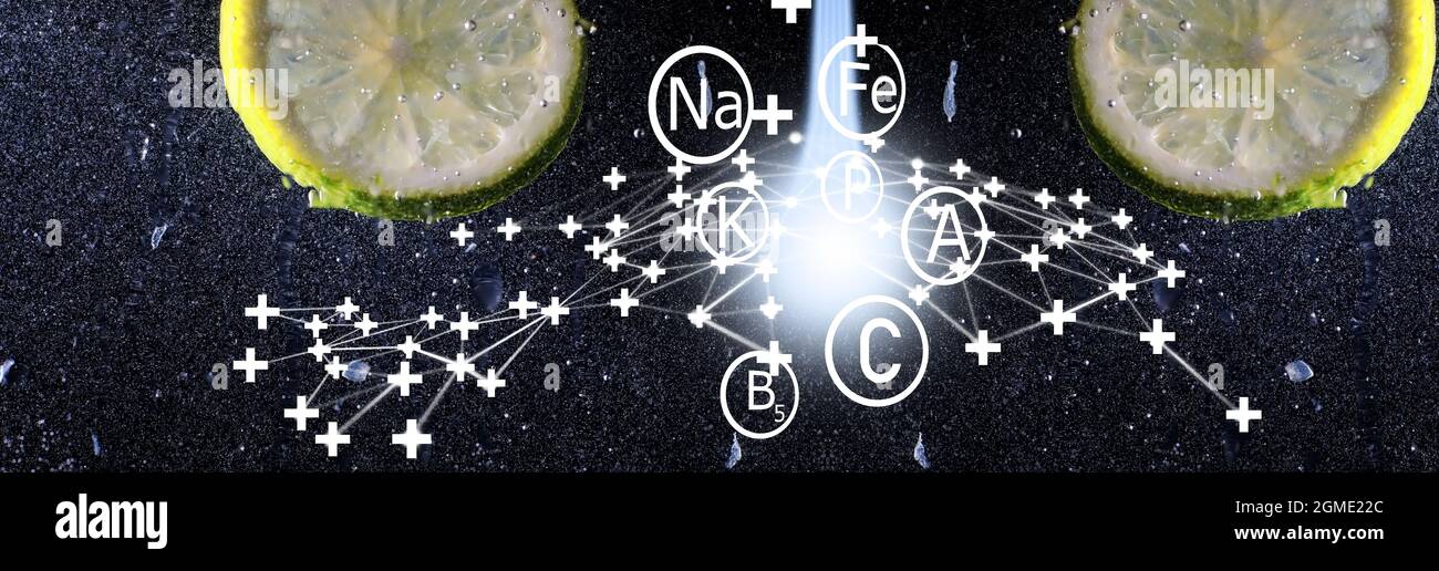 Water drops on ripe sweet lemon. Fresh lime background with copy space ...