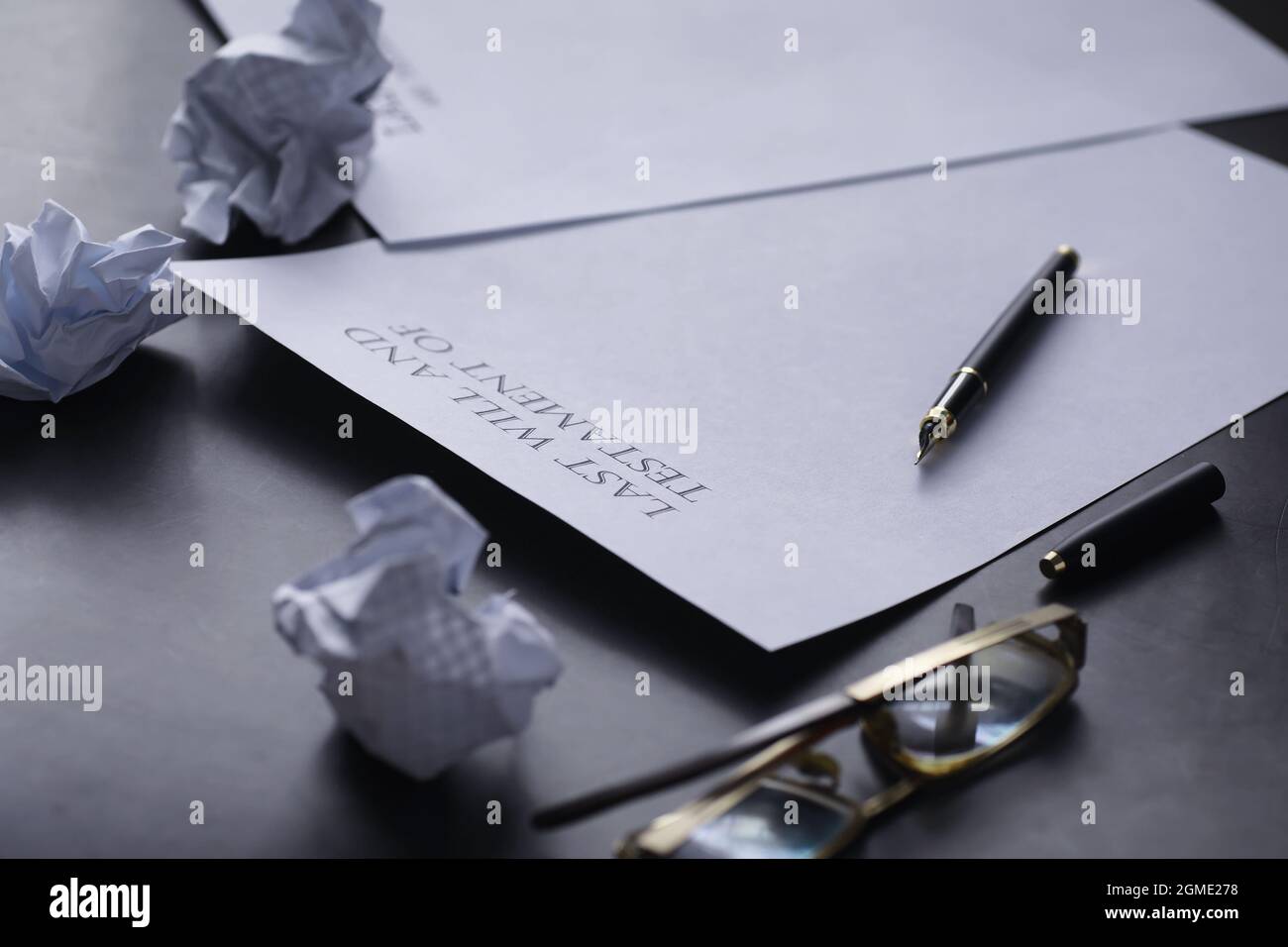 Legal concept. The procedure for writing the last will. Papers with ...