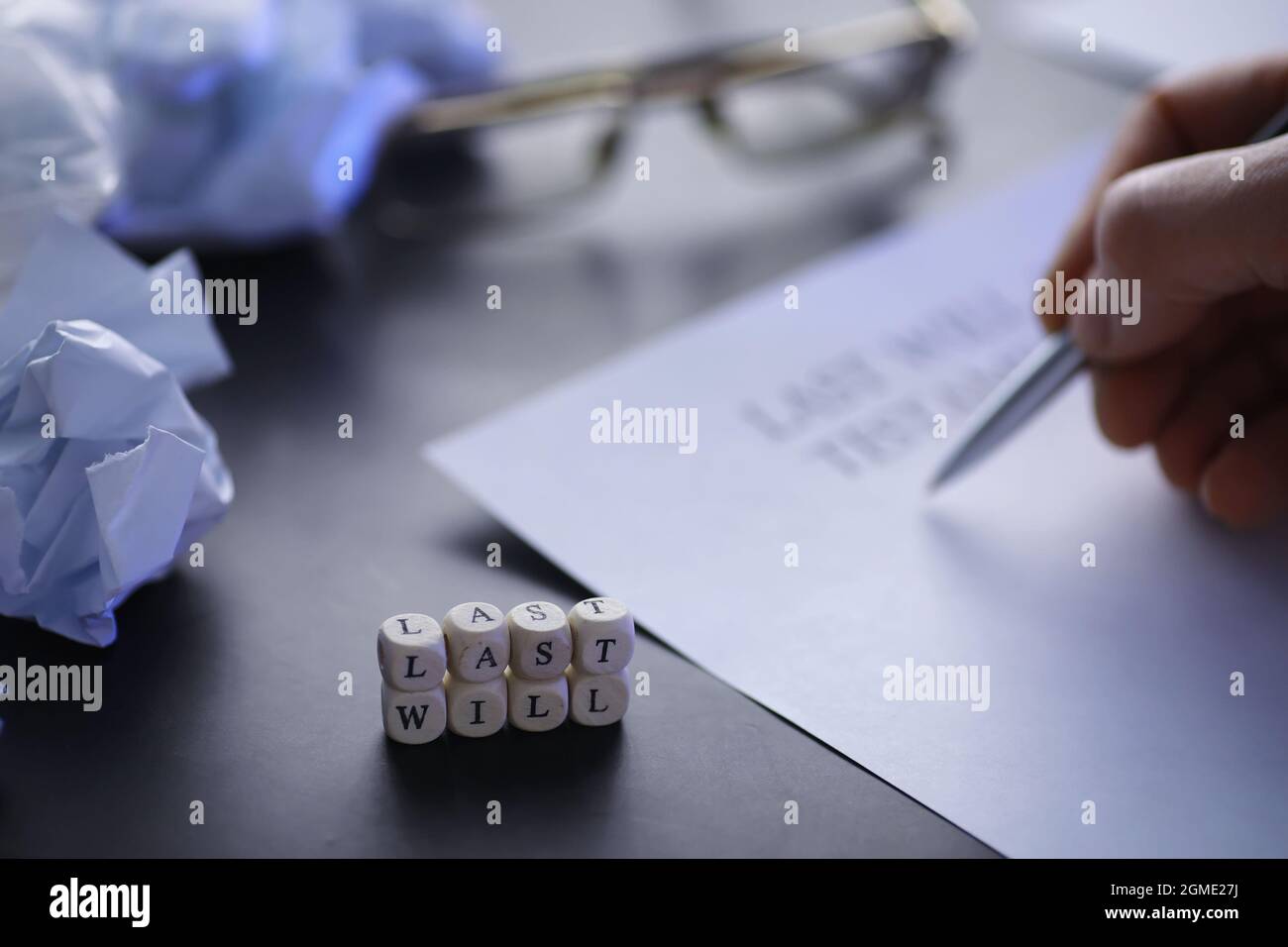 Legal concept. The procedure for writing the last will. Papers with ...