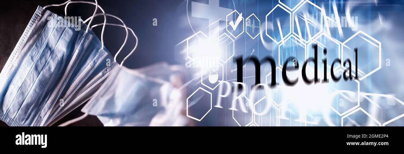 Personal protective equipment. Disposable medical mask. Gauze bandage respiratory protection ...