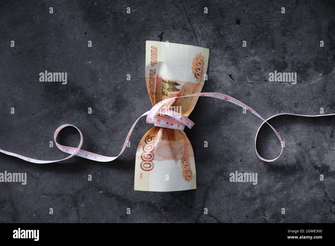 Business concept. The depreciation of the national currency. Bill with ...
