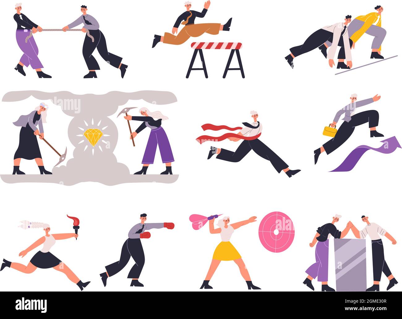 Business workers characters professional career struggle competition ...