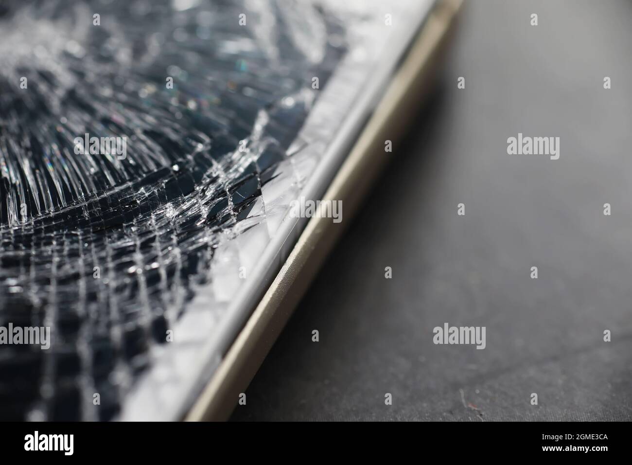 Crack on the glass. Broken screen. Broken phone. Cracked glass ...