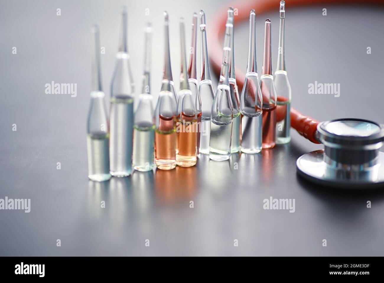 Test tubes with drugs and tests to test the victims and treat infected ...