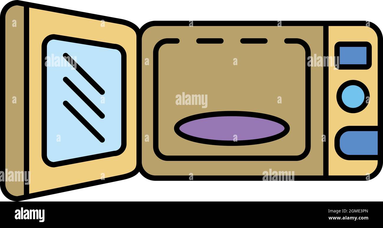 Open microwave icon. Outline open microwave vector icon color flat ...