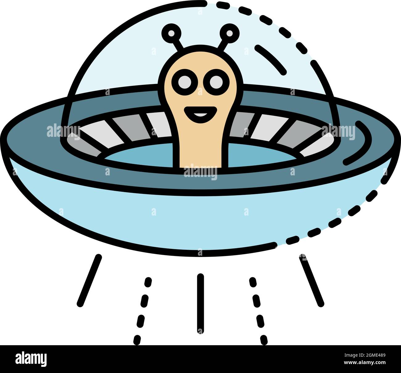 Ufo alien icon. Outline ufo alien vector icon color flat isolated Stock ...