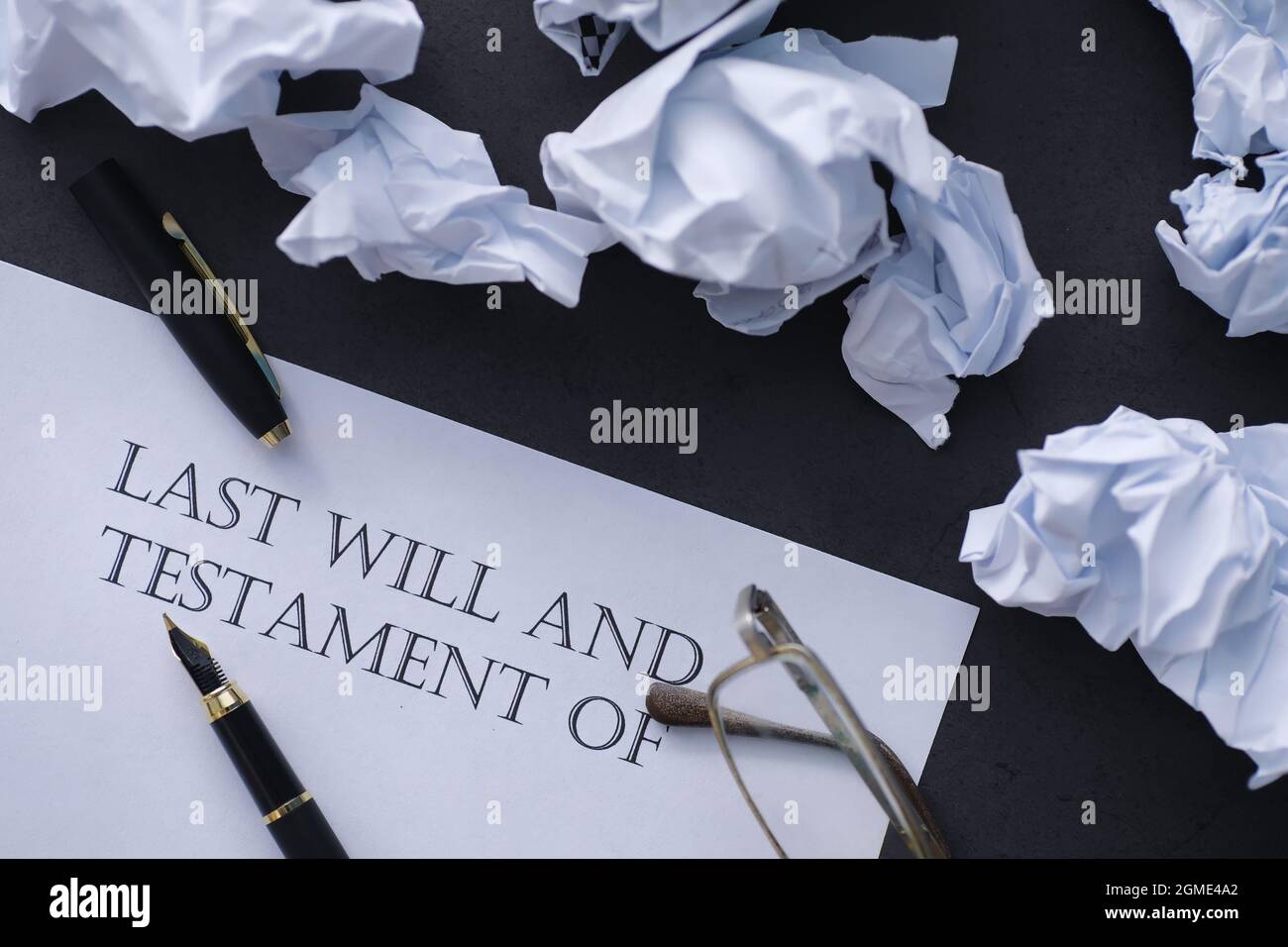 Legal concept. The procedure for writing the last will. Papers with ...