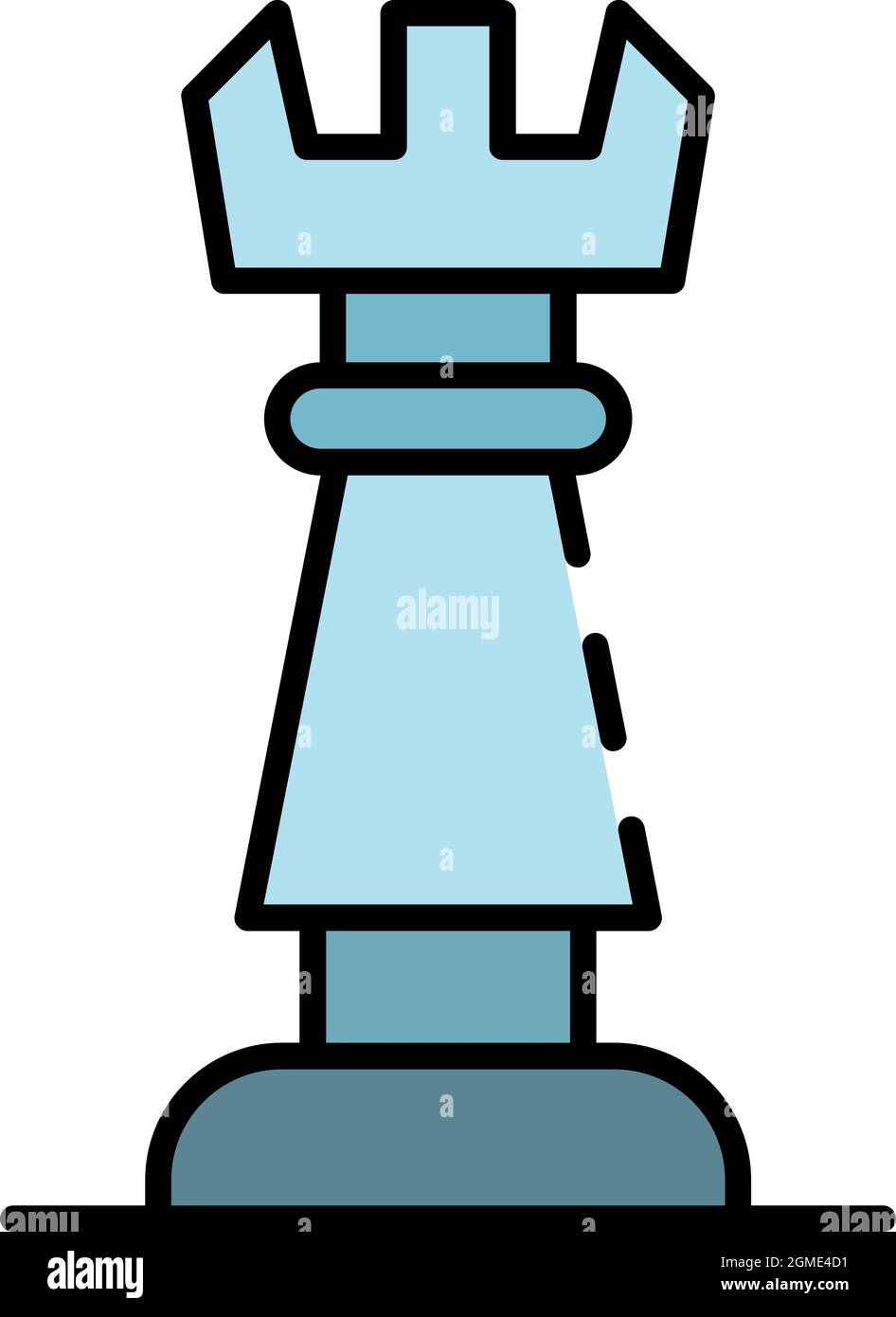 Chess rook icon. Outline chess rook vector icon color flat isolated ...