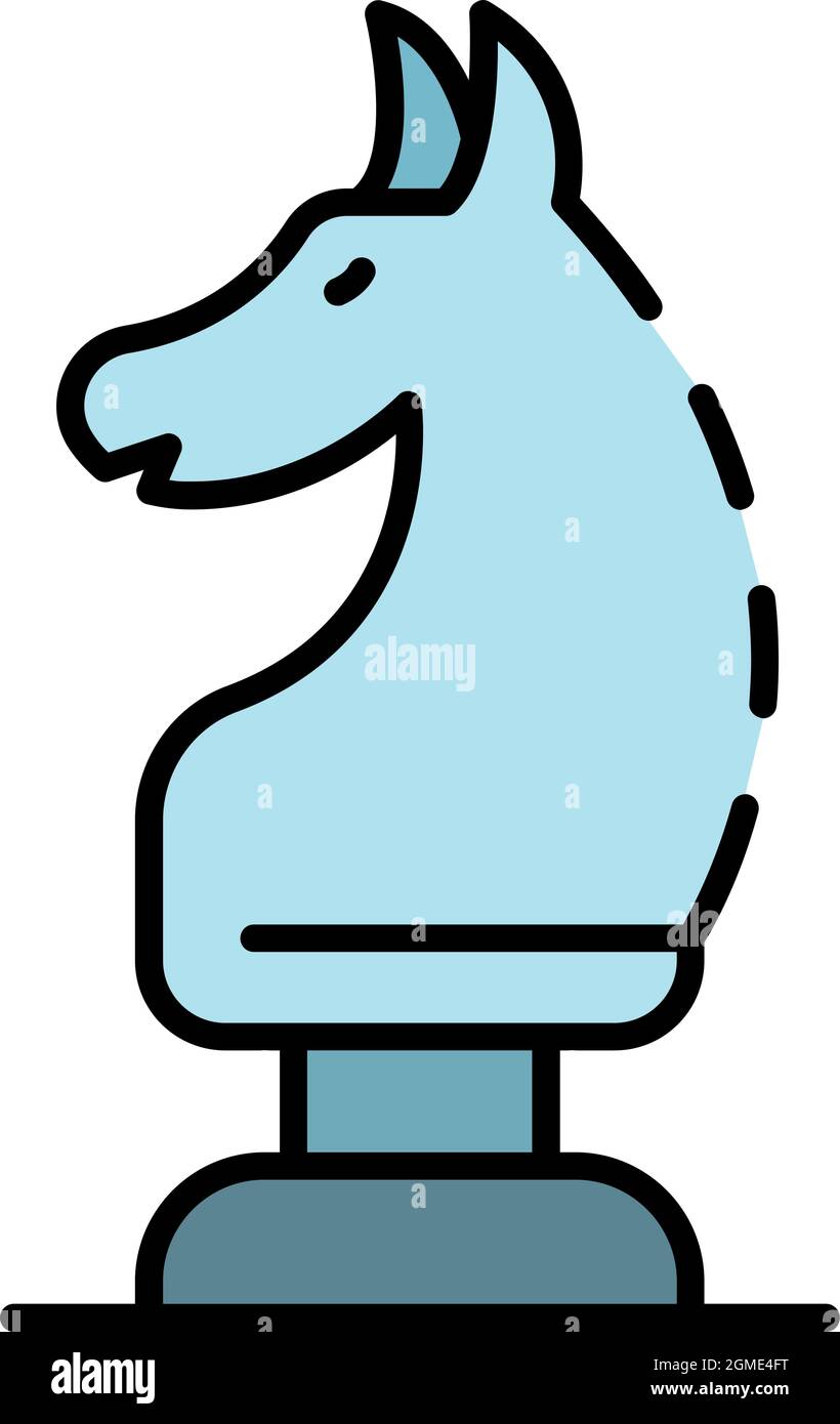 Chess horse icon. Outline chess horse vector icon color flat isolated ...