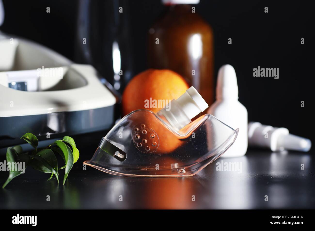 Inhalation with nebulizer at home. Asthma inhaler inhalation nebulizer ...