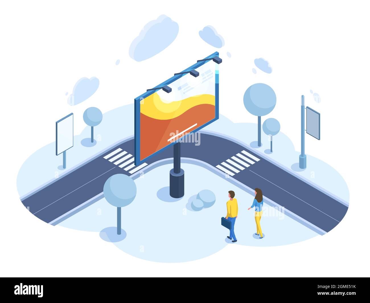 Isometric city street marketing advertising billboard campaign. City ...