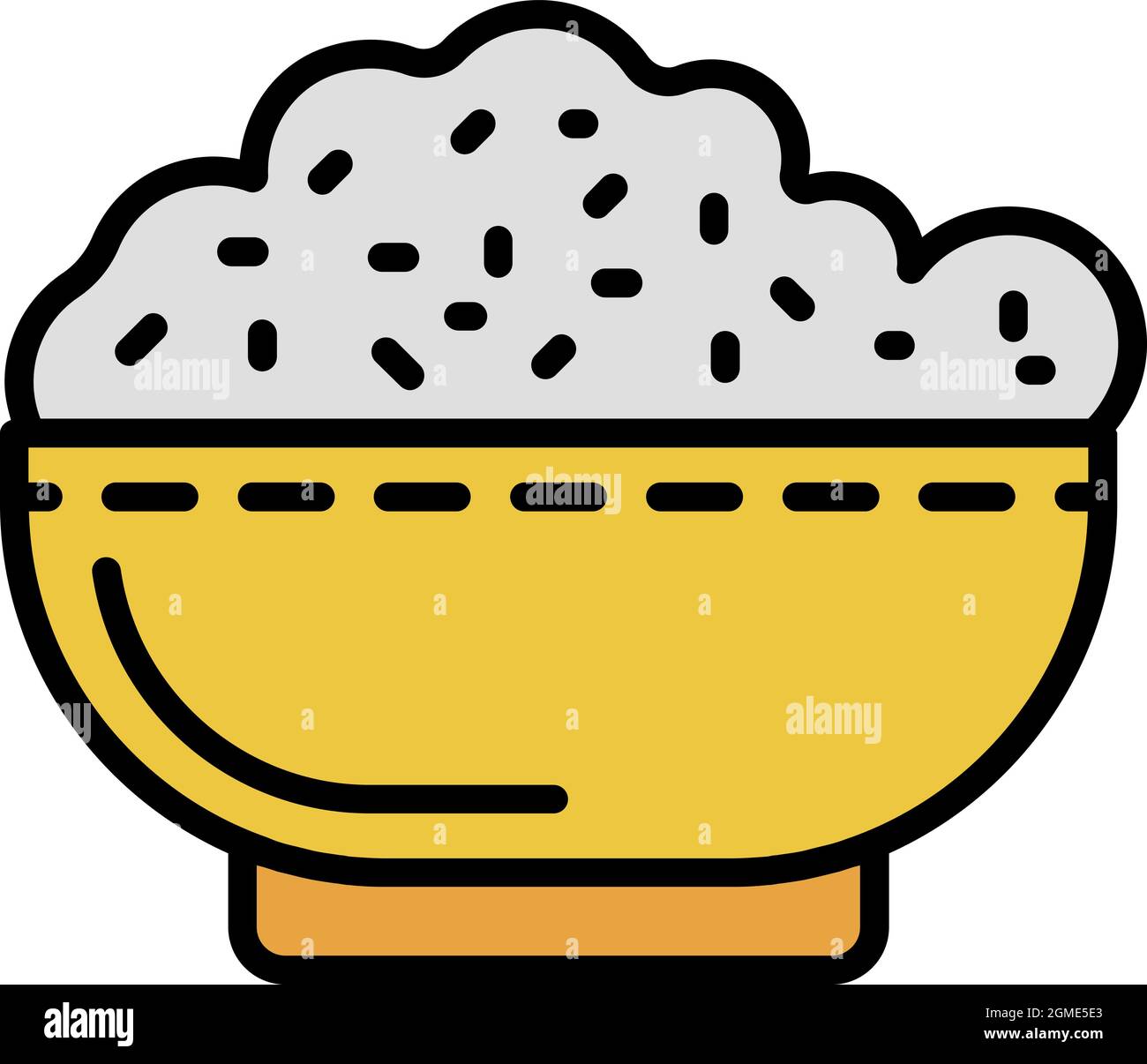 Bowl rice icon. Outline bowl rice vector icon color flat isolated Stock ...