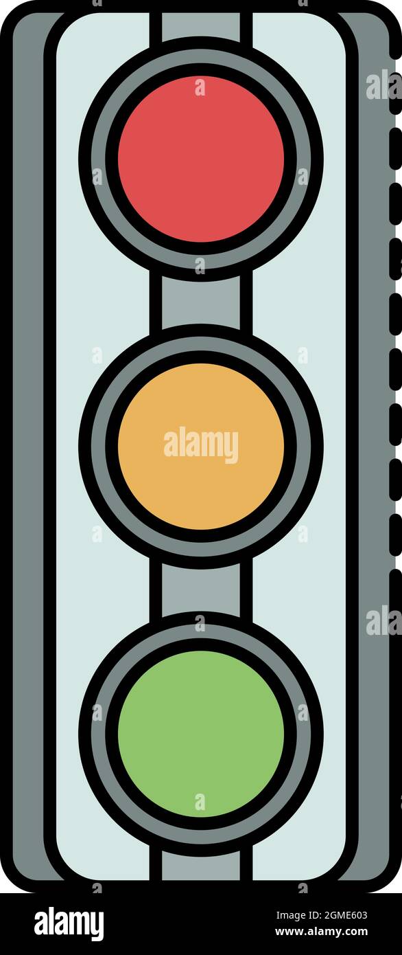 Traffic lights icon. Outline traffic lights vector icon color flat ...