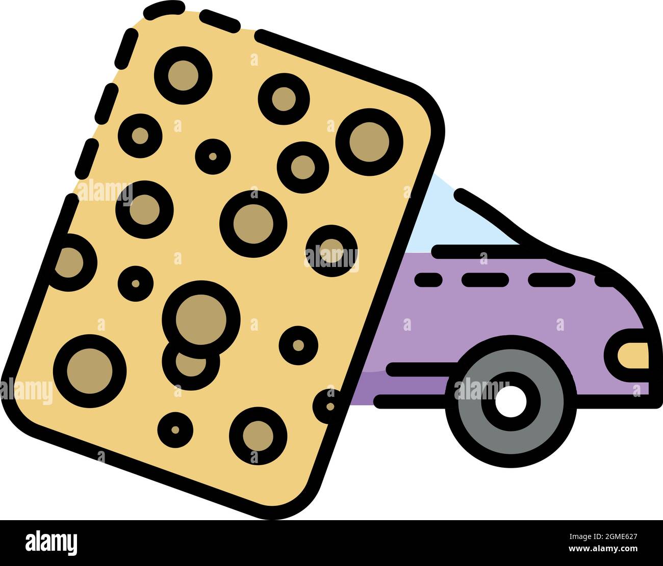 Sponge car wash icon. Outline sponge car wash vector icon color flat ...