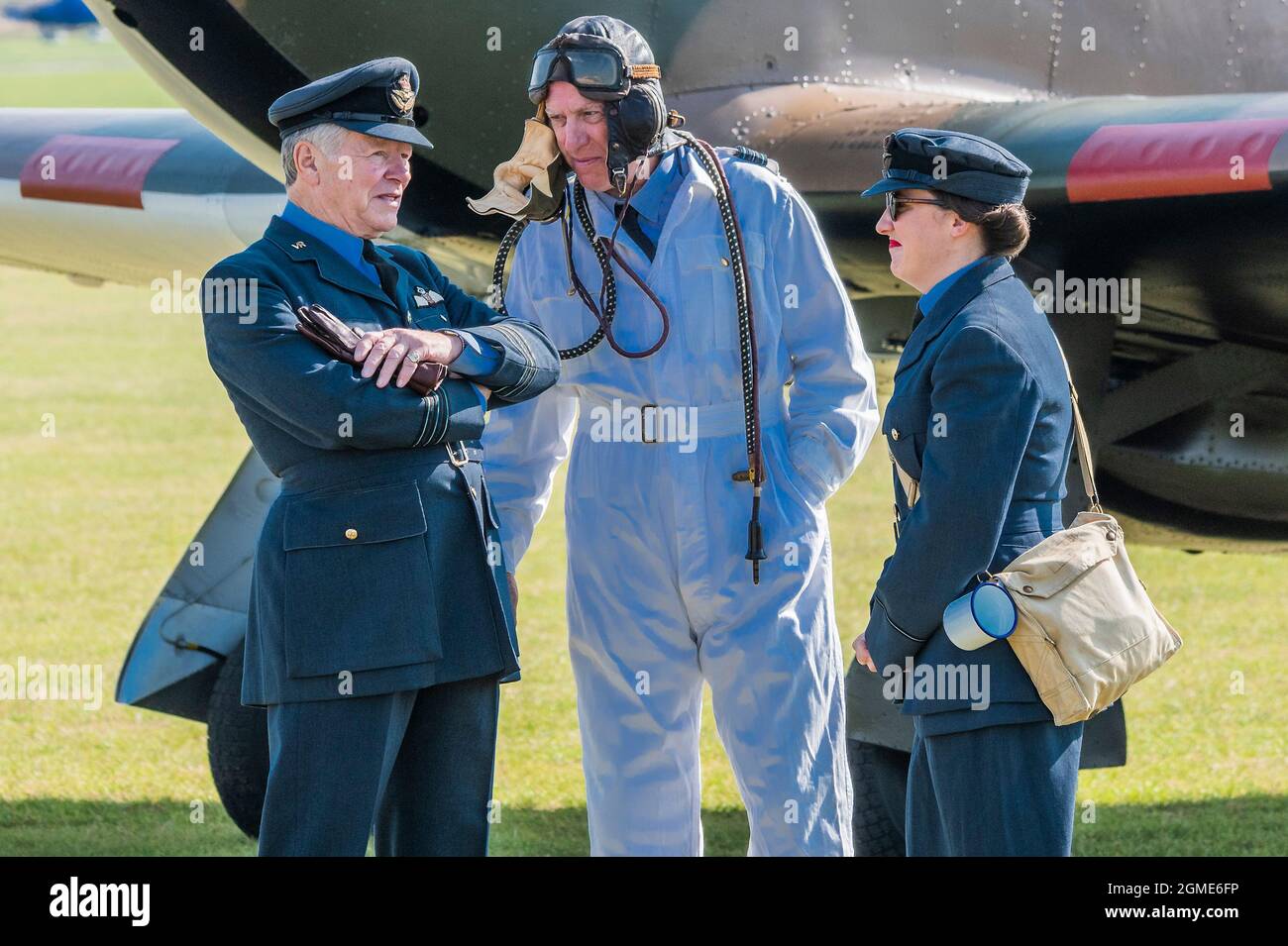 London, UK. 18th Sep, 2021. RAF re-enactors on the flightline - A swing ...