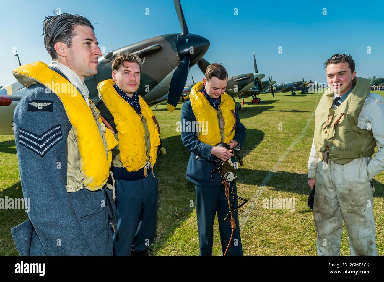 London, UK. 18th Sep, 2021. RAF re-enactors on the flightline - A swing ...