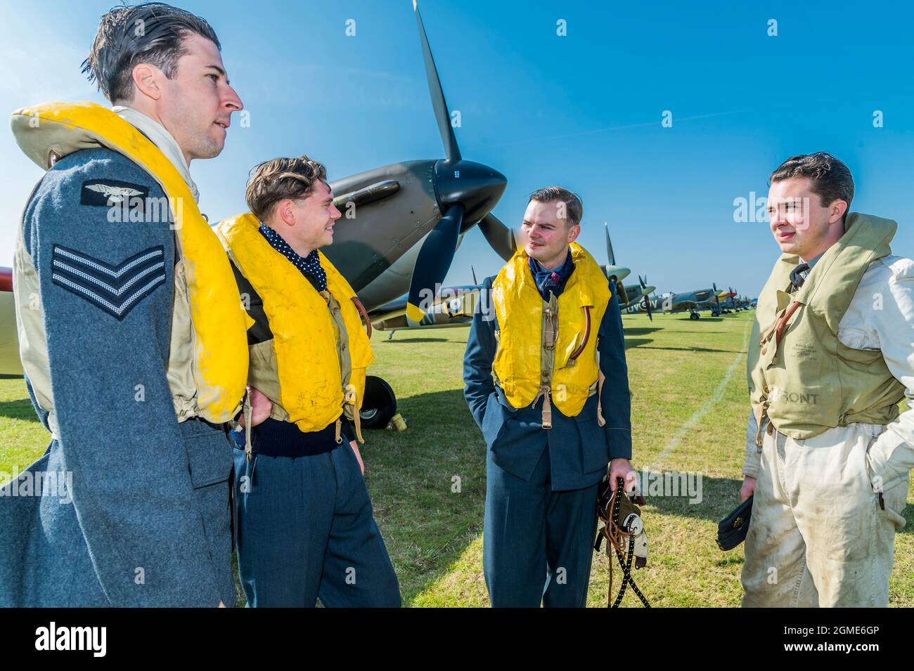 London, UK. 18th Sep, 2021. RAF re-enactors on the flightline - A swing ...