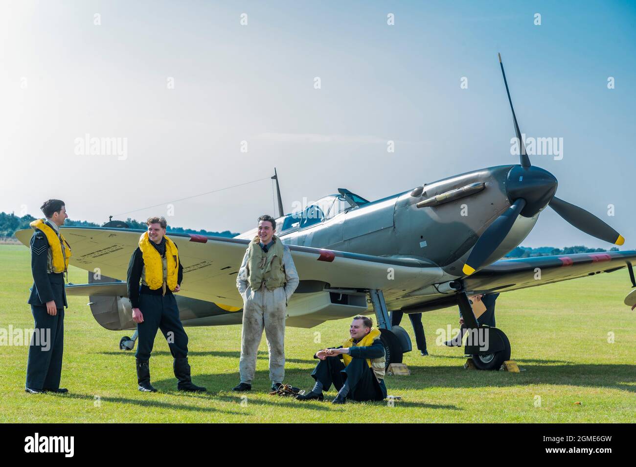 London, UK. 18th Sep, 2021. RAF re-enactors on the flightline - A swing ...