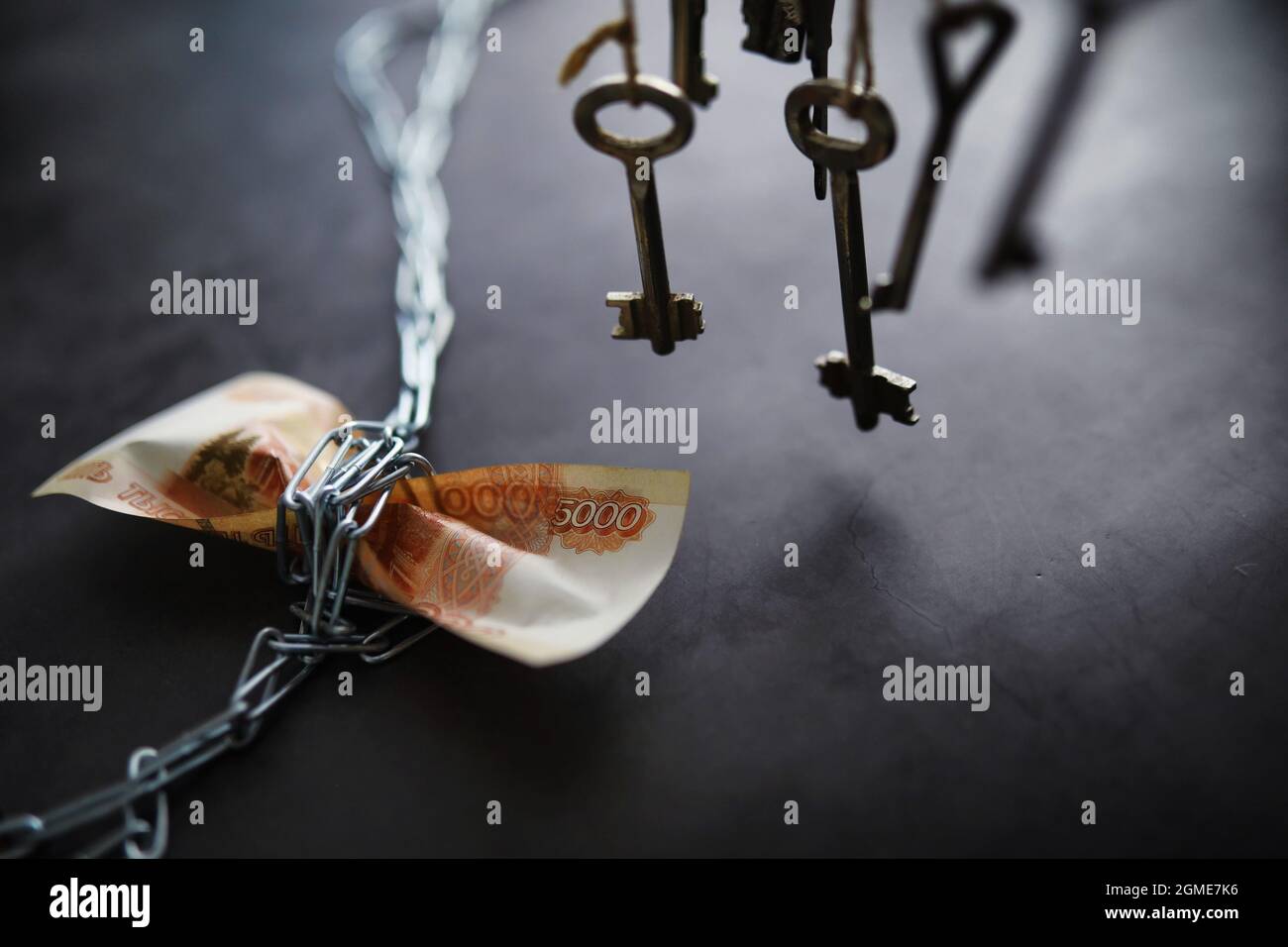 Business concept. The depreciation of the national currency. Bill with ...