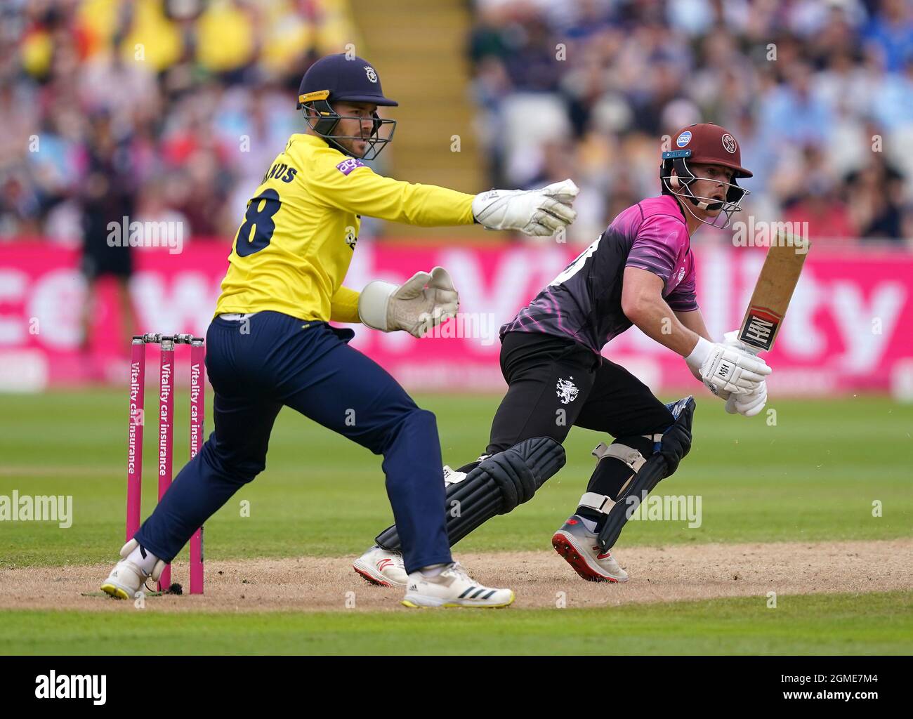 Somerset's Tom Abell in action during the Vitality Blast semi-final ...