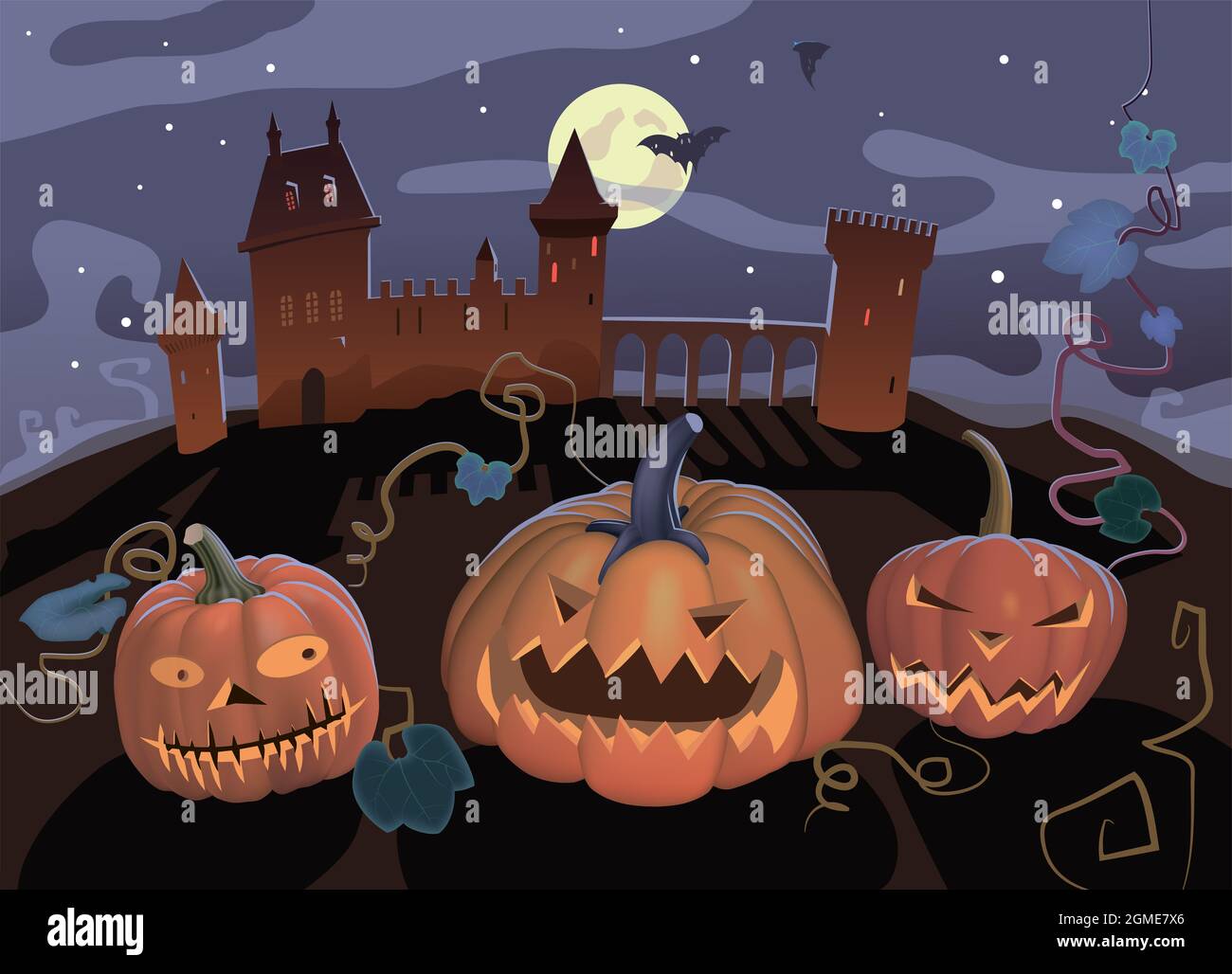 Halloween card castle jack hi-res stock photography and images - Alamy