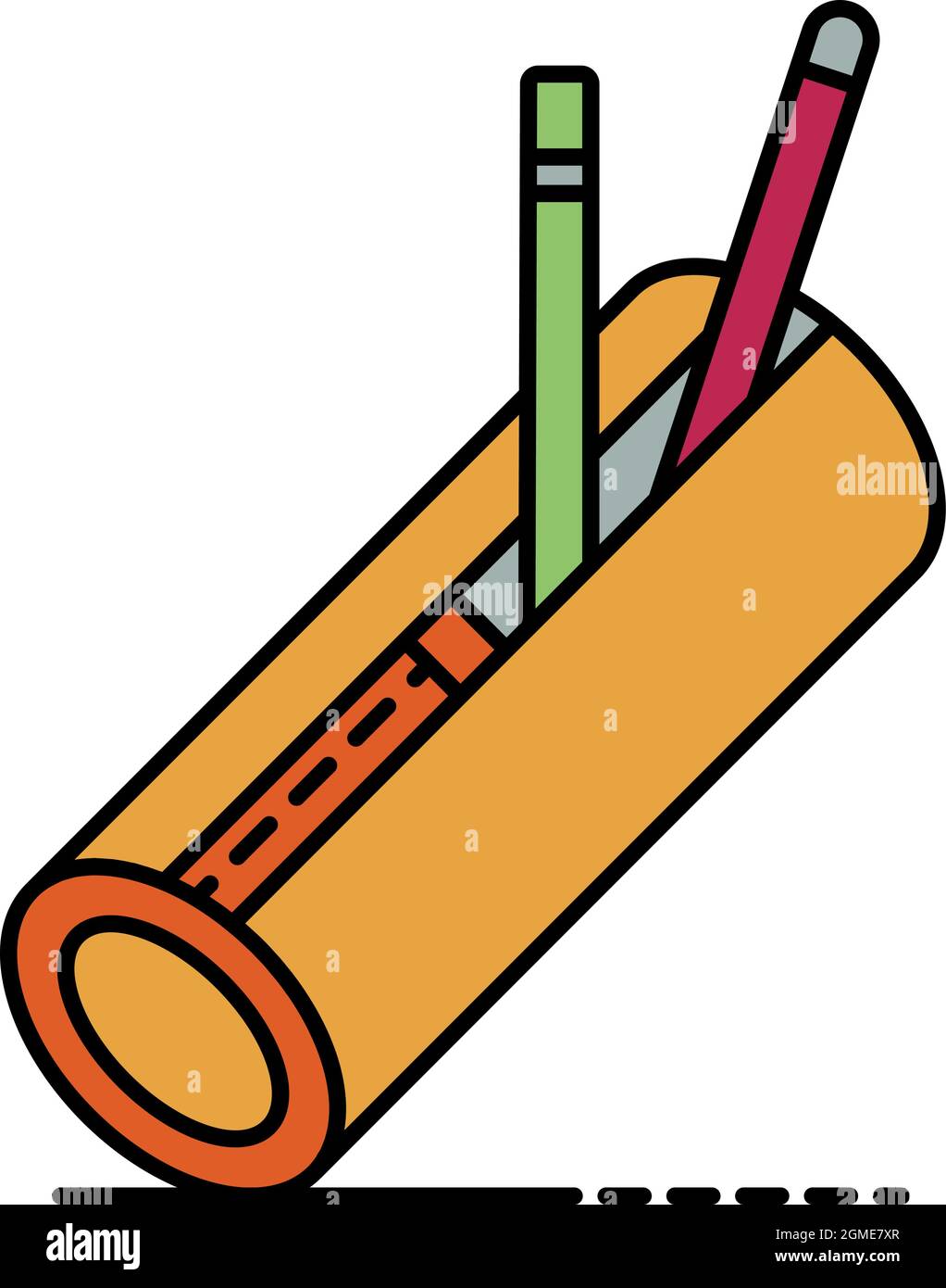School pencil box icon. Outline school pencil box vector icon color ...